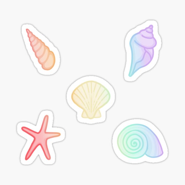 "seashell sticker pack in rainbow" Sticker by brickelle | Redbubble