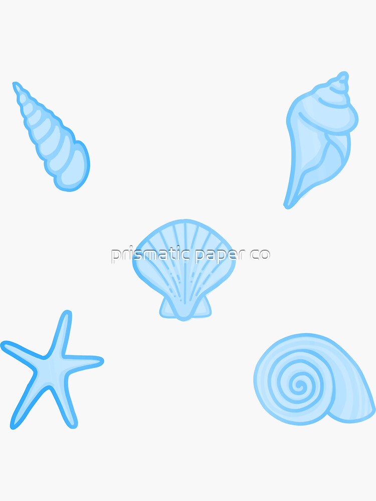 "seashell sticker pack in blue" Sticker by brickelle | Redbubble