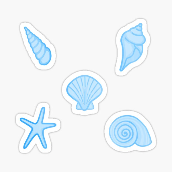 "seashell sticker pack in blue" Sticker by brickelle | Redbubble