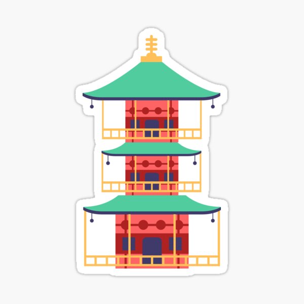 "Japanese Temple Illustration" Sticker by Ginial | Redbubble