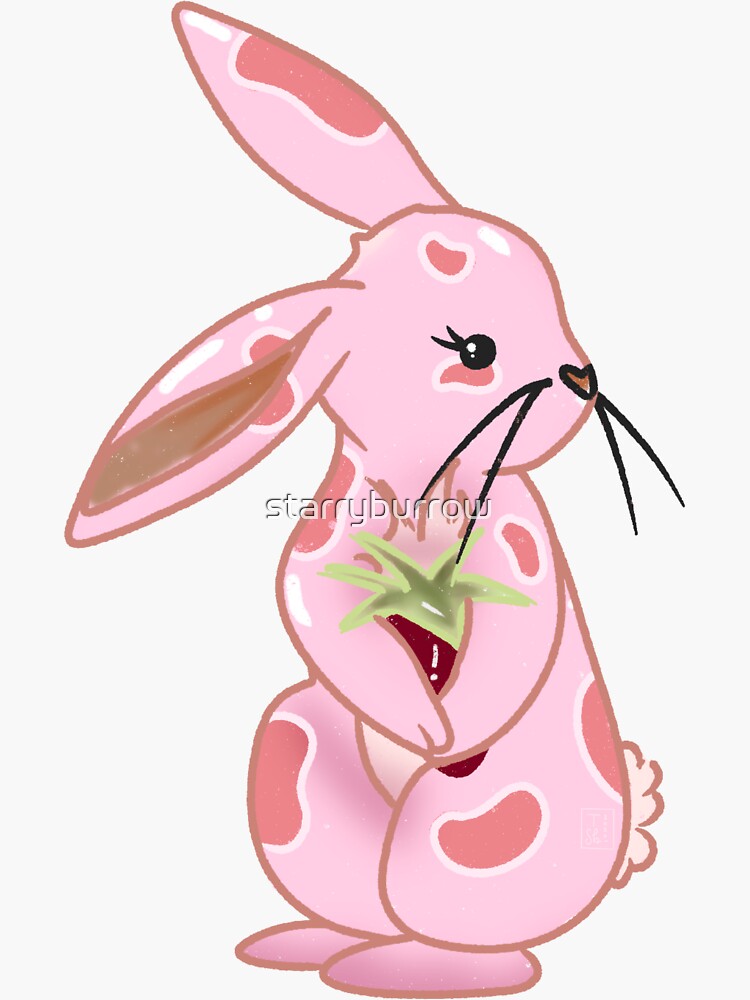 "strawberry bunny︱Starry Burrow" Sticker for Sale by starryburrow ...