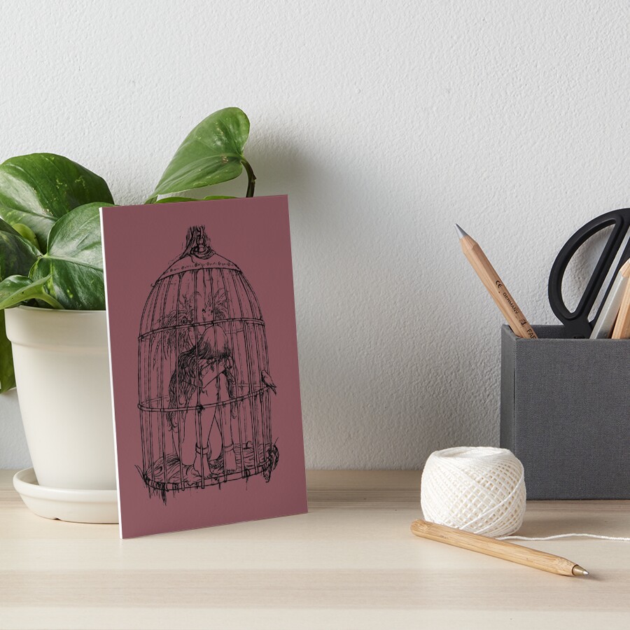 "Caged Angel Lineart Drawing" Art Board Print by aurielphoenix | Redbubble