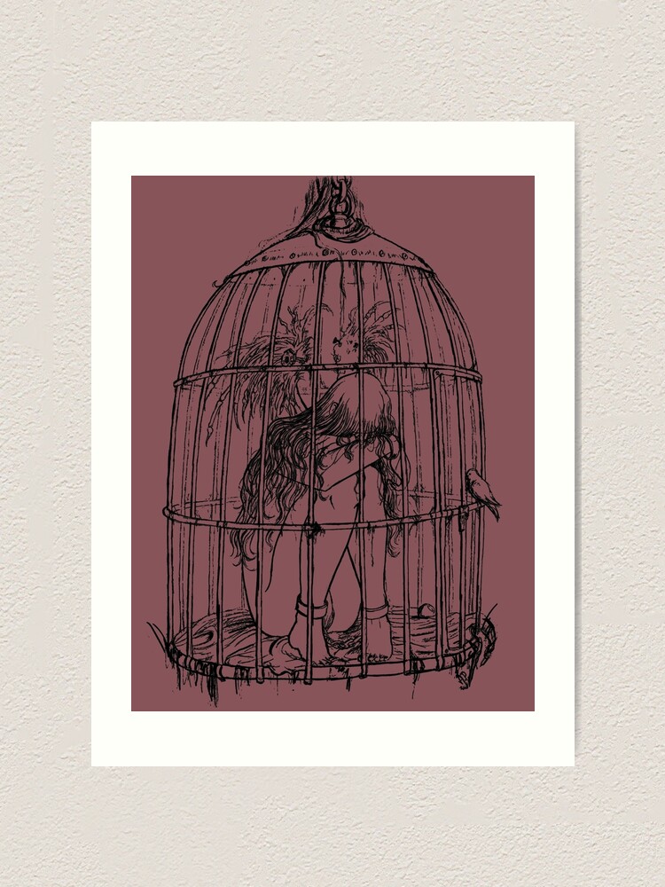 "Caged Angel Lineart Drawing" Art Print by aurielphoenix | Redbubble