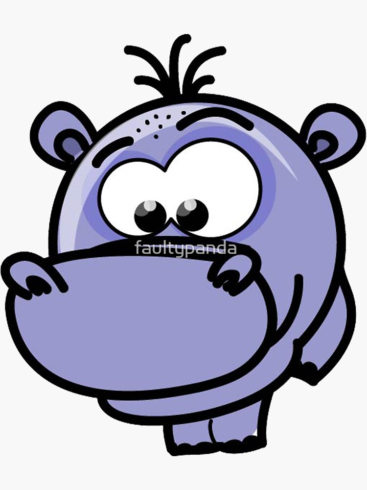 "Cute round head hippo" Sticker by faultypanda | Redbubble