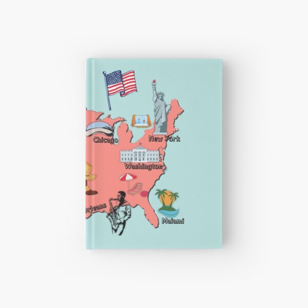 "USA Landmarks Map US map with national symbols and landmarks of United ...
