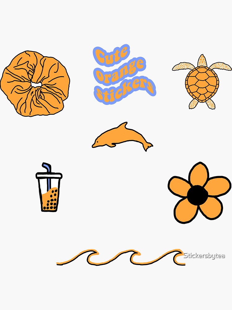 "cute orange sticker pack" Sticker by Stickersbytea | Redbubble