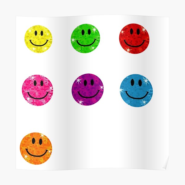 "Disco smile happy face sticker pack " Poster for Sale by cbeaaa ...