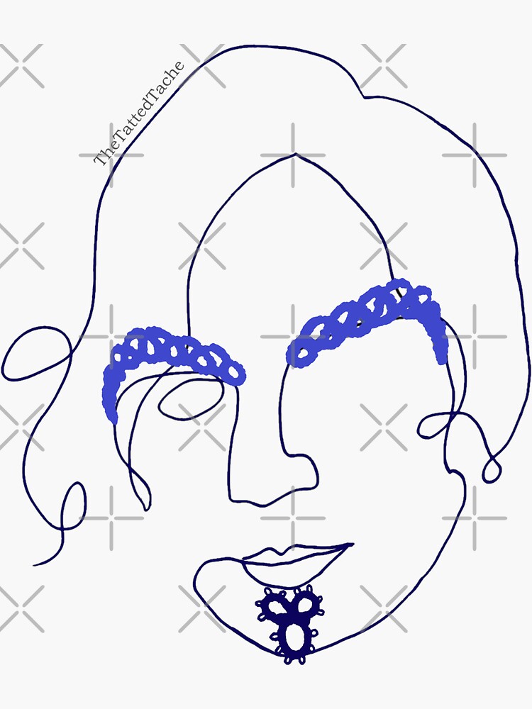 "Blue lace line art face" Sticker for Sale by TorsDraws | Redbubble