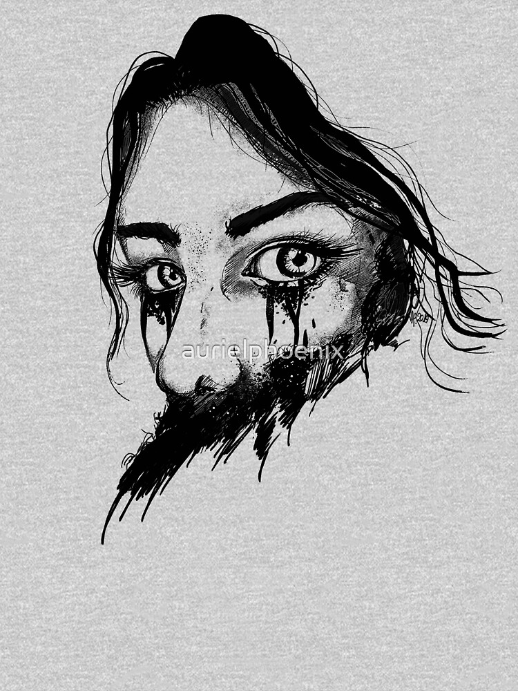 "Black Ink Drawing of a Mysterious Girl" T-shirt by aurielphoenix ...