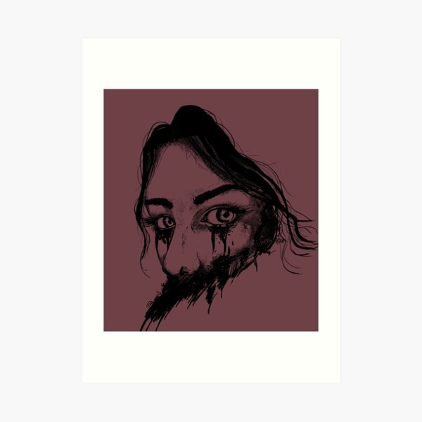 "Black Ink Drawing of a Mysterious Girl" Art Print by aurielphoenix ...