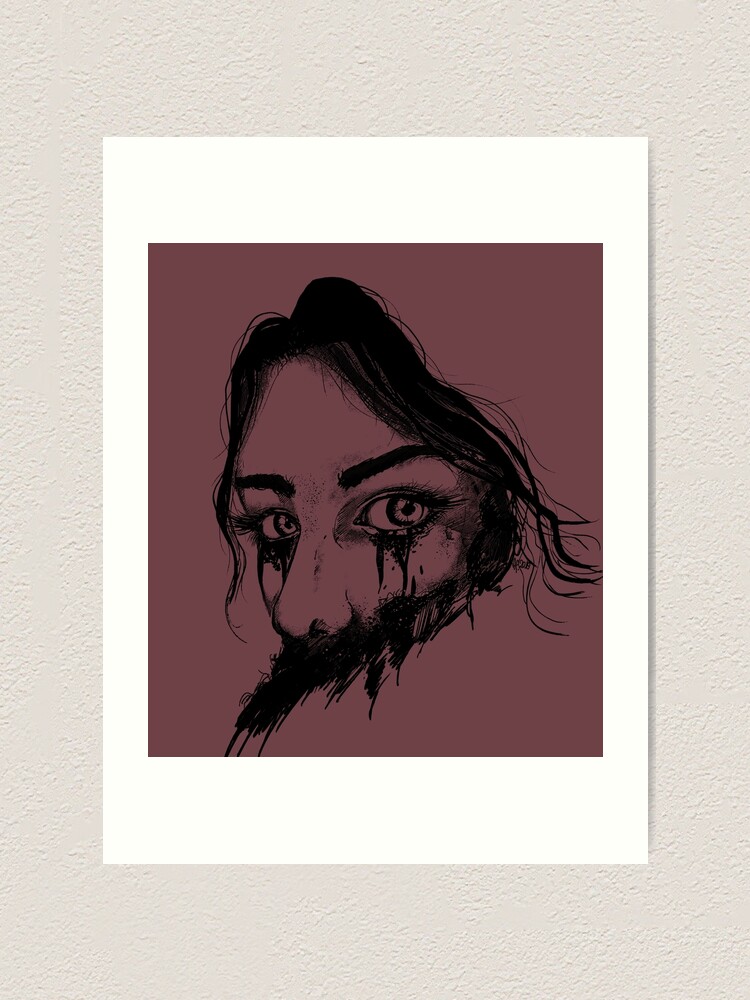 "Black Ink Drawing of a Mysterious Girl" Art Print by aurielphoenix ...