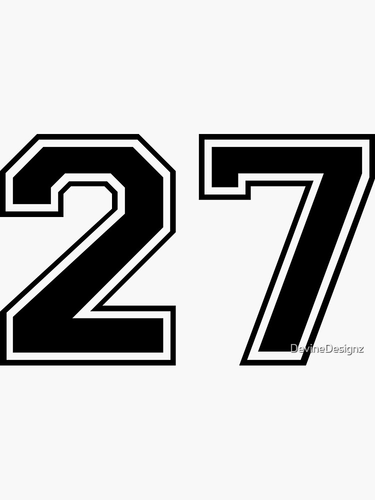 "27 Number Twenty-Seven" Sticker for Sale by DevineDesignz | Redbubble