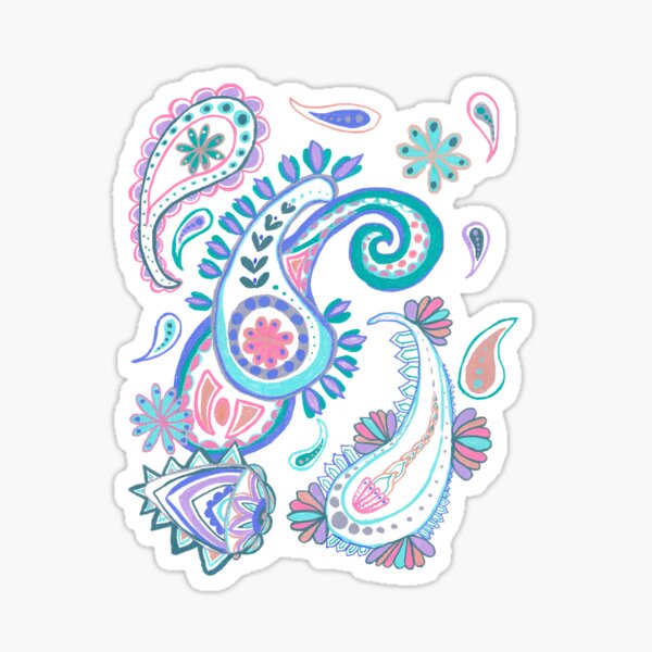 "Free-form Paisley Design in Pastels" Sticker for Sale by KStevensonart ...