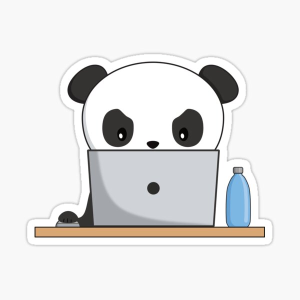 "Concentrated Working Panda " Sticker by jcgampert | Redbubble