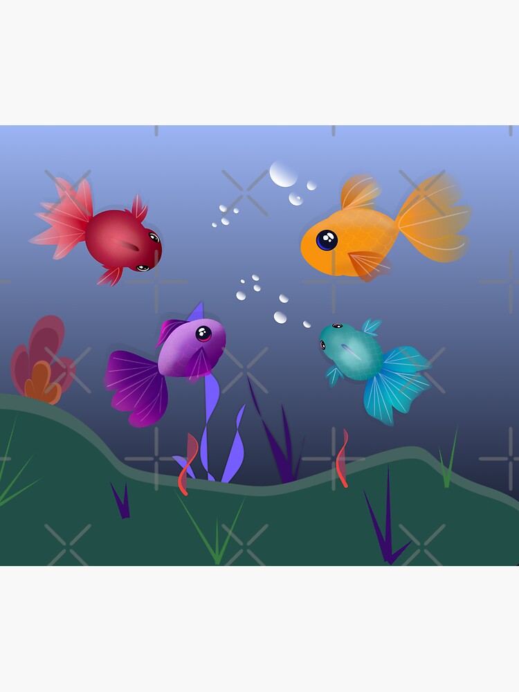 "Fish Friends Ocean scene " Sticker for Sale by LumiRooArt | Redbubble