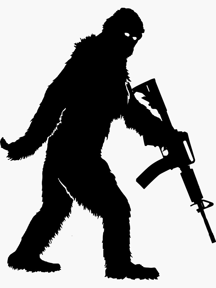 "Bigfoot With Rifle Sasquatch 2nd Amendment Gun" Sticker by td2844 ...