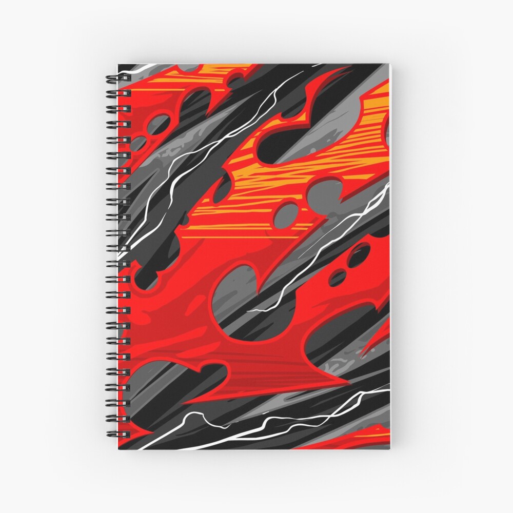 "Fire Red & Black Pattern" Spiral Notebook by Zen-Dragon | Redbubble