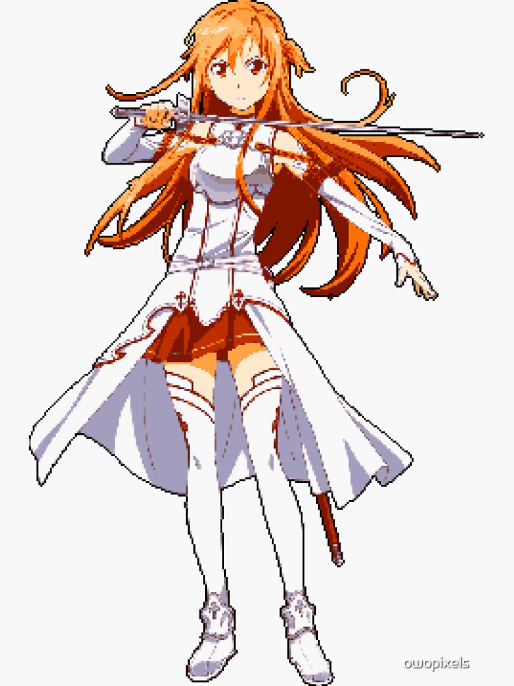 Pegatina «Asuna Yuuki Pixel Art» de owopixels | Redbubble