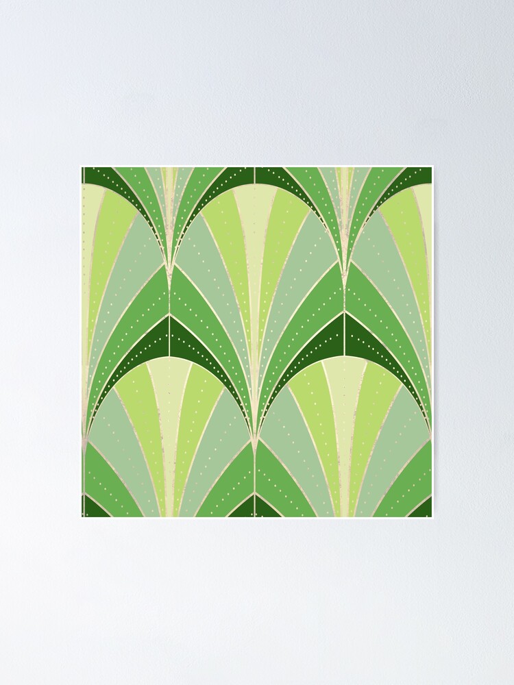 "Art Deco Waterfalls // Emerald City" Poster by wellingtonboot | Redbubble