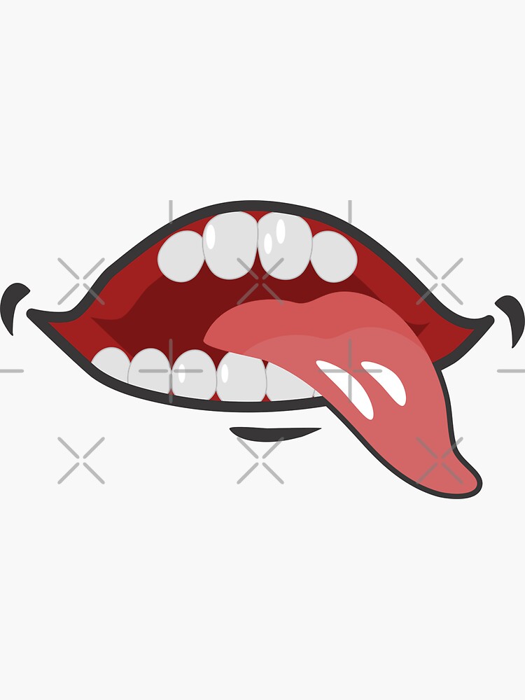 "Smiling Mouth with Big Pointy Tongue" Sticker for Sale by jutulen ...