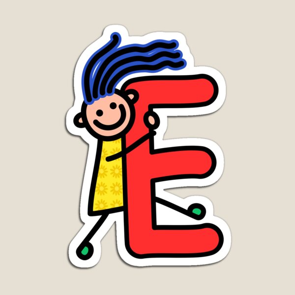 Imán «Letra E para niñas alfabeto Personaje de dibujos animados ...