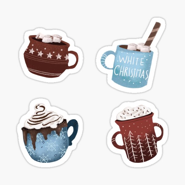" Hot Cocoa Mugs and Cups" Sticker for Sale by NiftyTrinket | Redbubble