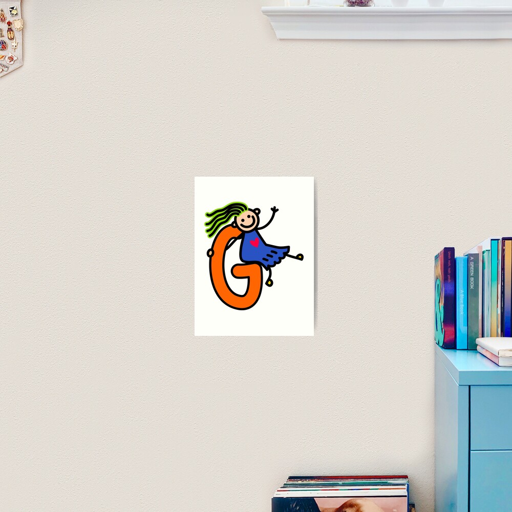 "Letter G for girls alphabet Kids Colorful Cartoon Character" Art Print ...