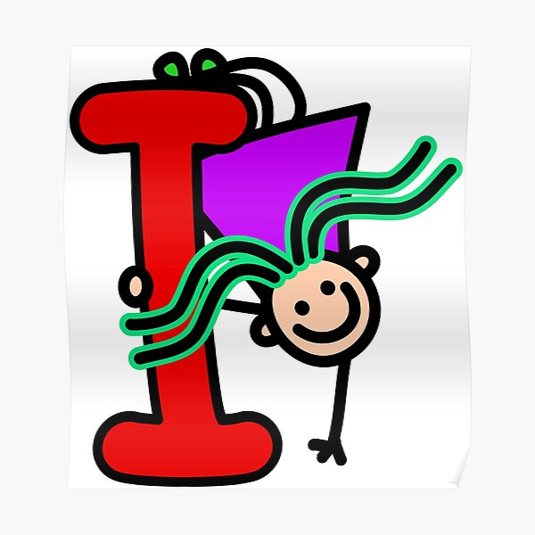 Póster «Letra I para niñas alfabeto Personaje de dibujos animados ...