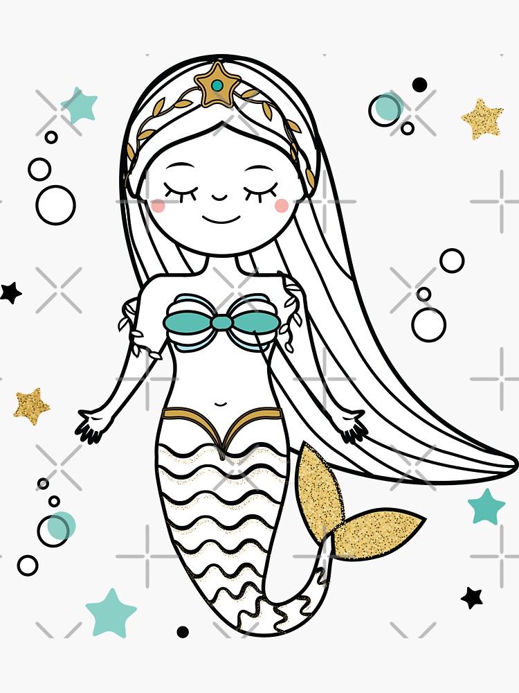 "Cute mermaid in bubbles" Sticker for Sale by GennyBunny | Redbubble