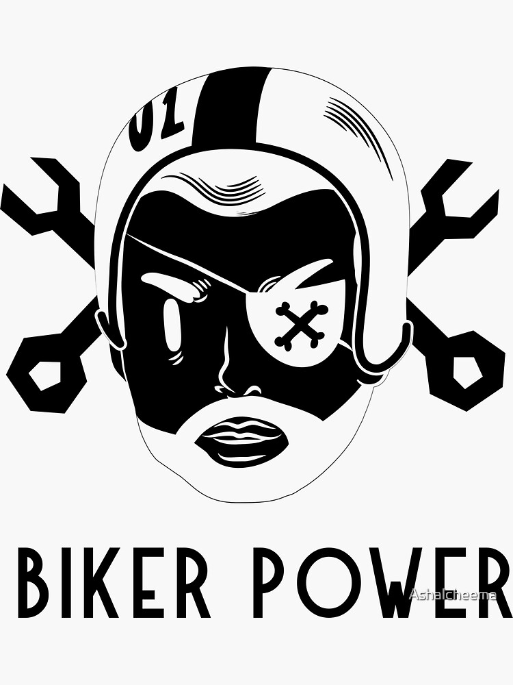 "BIKER POWER" Sticker for Sale by Ashalcheema | Redbubble