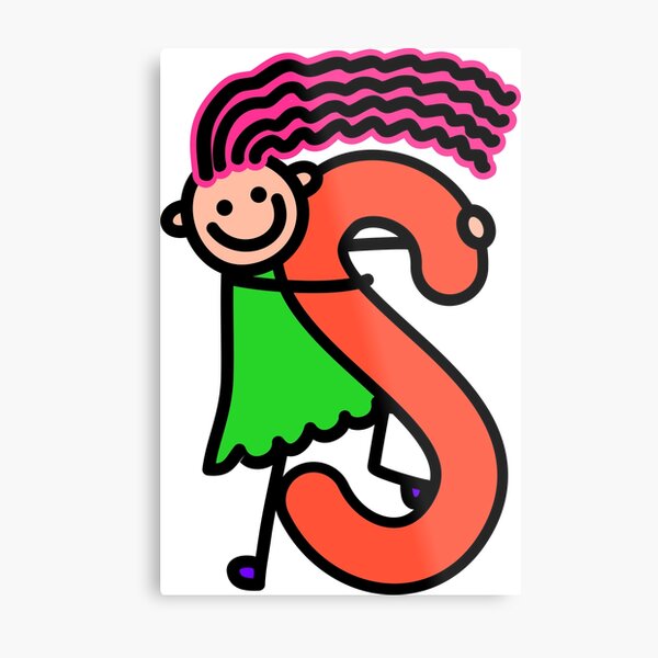 Lámina metálica for Sale con la obra «Letra S para niñas alfabeto Personaje de dibujos animados ...