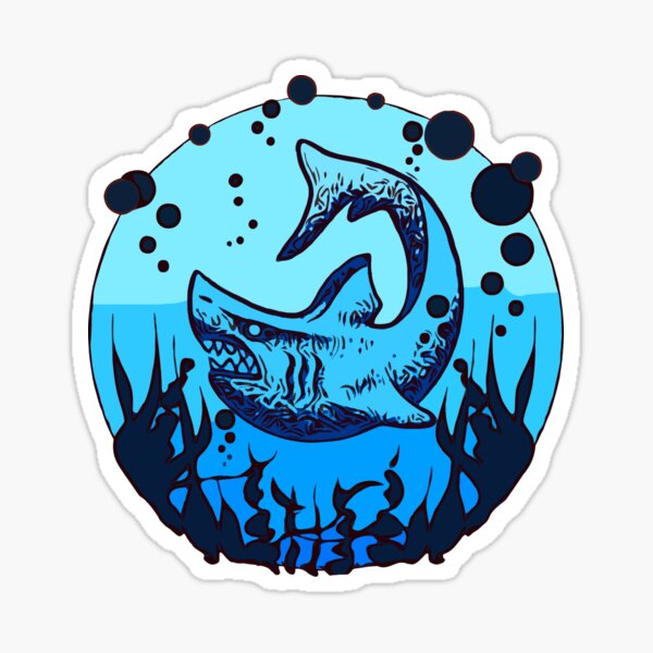 "Shark underwater world new modern design in the sea bubbles algae ...