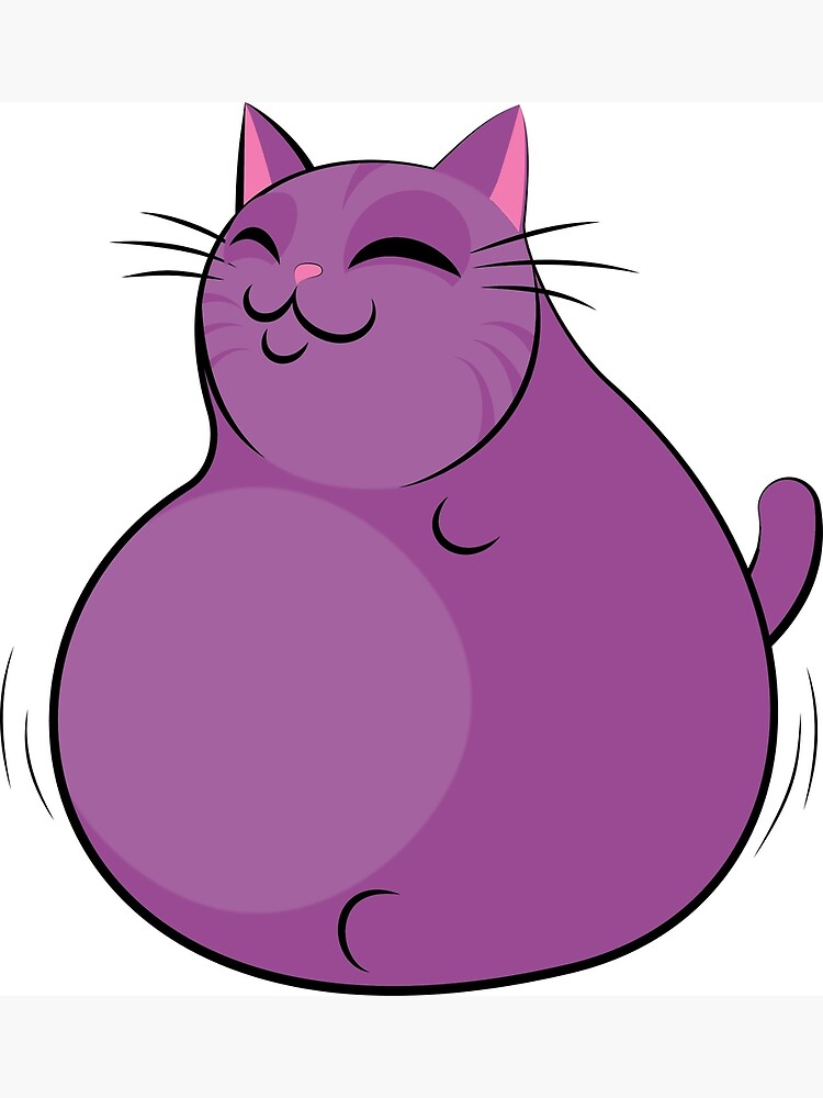 "Roly Poly Fat Purple Cat" Poster by DurianWong | Redbubble