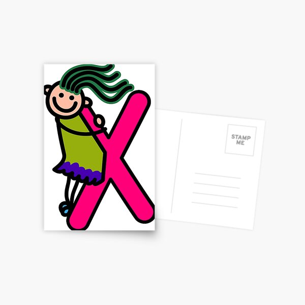 Postal Letra X Para Niñas Alfabeto Personaje De Dibujos Animados Coloridos Para Niños De 