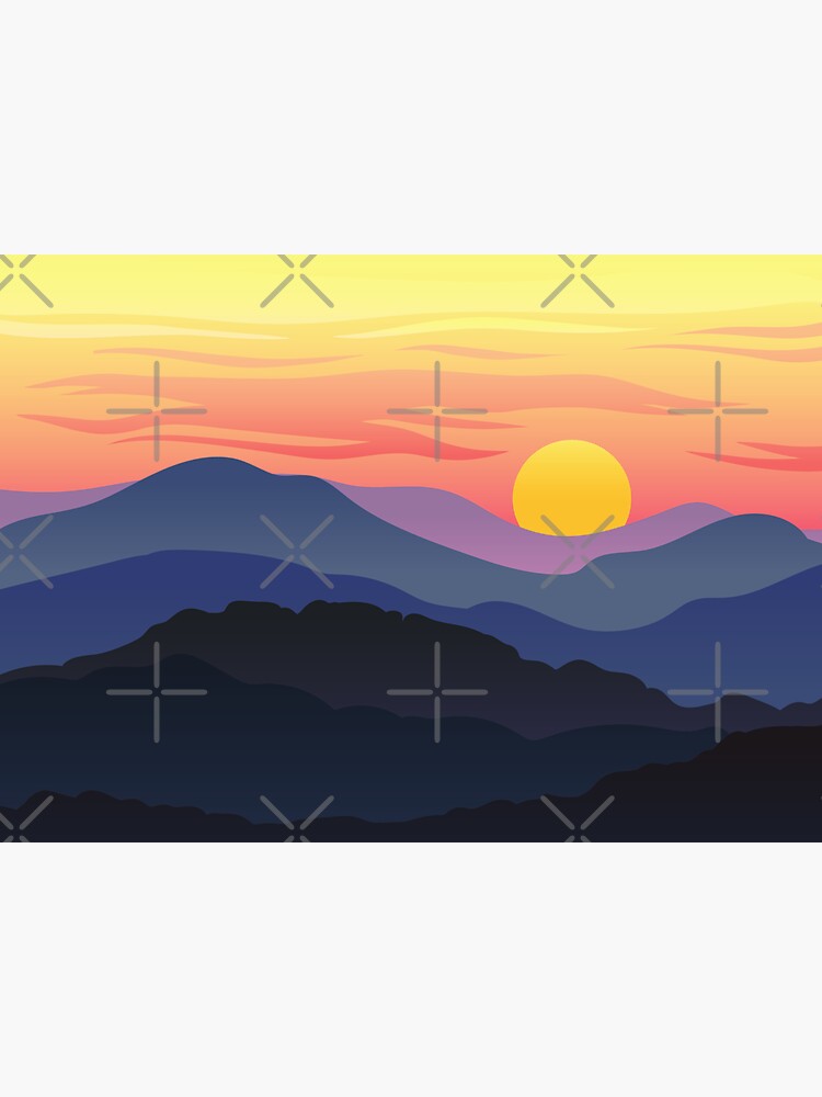 "Sunset Mountains Landscape Drawing" Sticker for Sale by anaguerrero95 ...