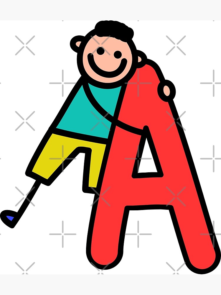 Lienzo «Letra A para niños alfabeto Personaje de dibujos animados ...