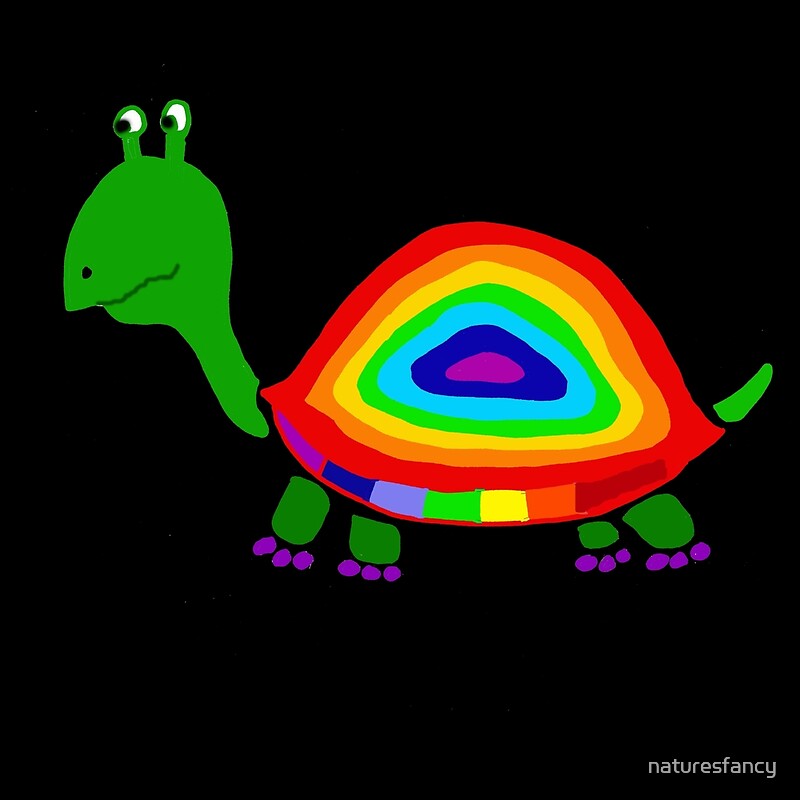 "Funky Fun Turtle with Rainbow Shell" by naturesfancy | Redbubble