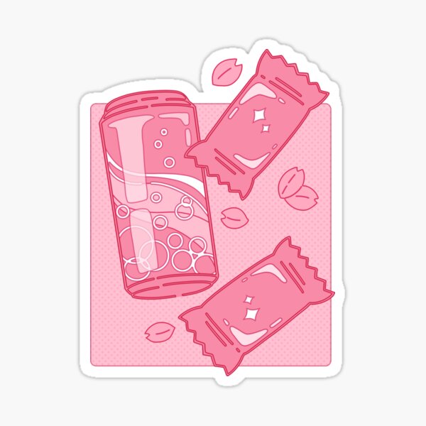 "Cute pink Japanese snacks and sakura petals" Sticker for Sale by ...