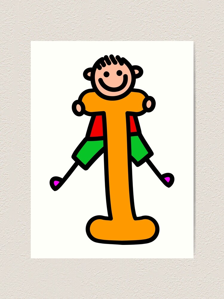 "Letter I for Boys alphabet Kids Colorful Cartoon Character" Art Print ...