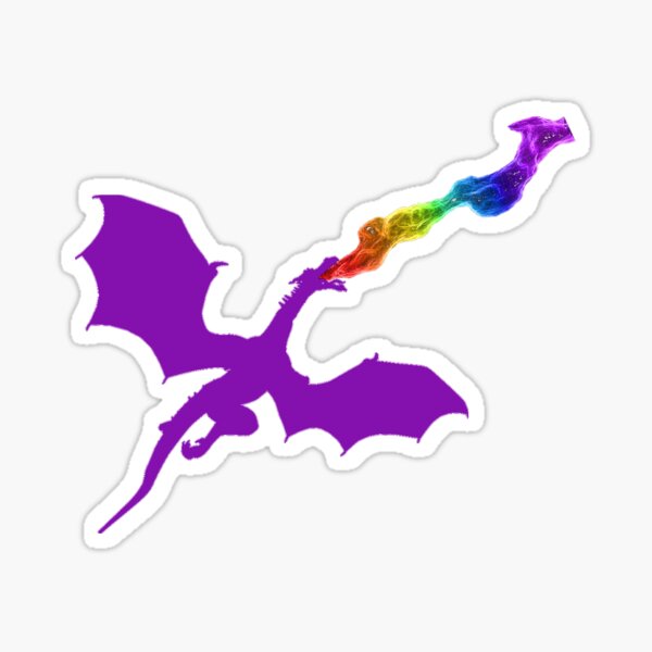 "Purple Rainbow Flame Dragon" Sticker by SpikeWear | Redbubble