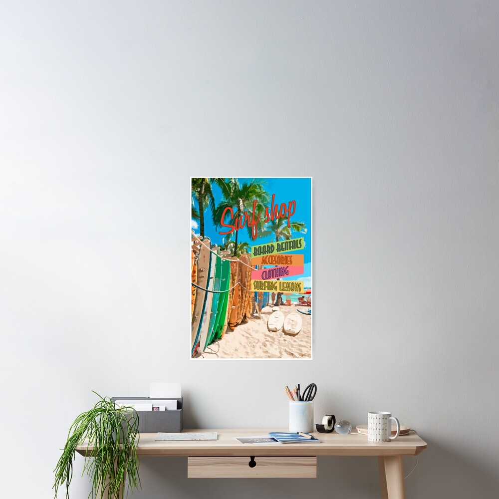 "Vintage Surf store poster - bright" Poster for Sale by Firandi | Redbubble