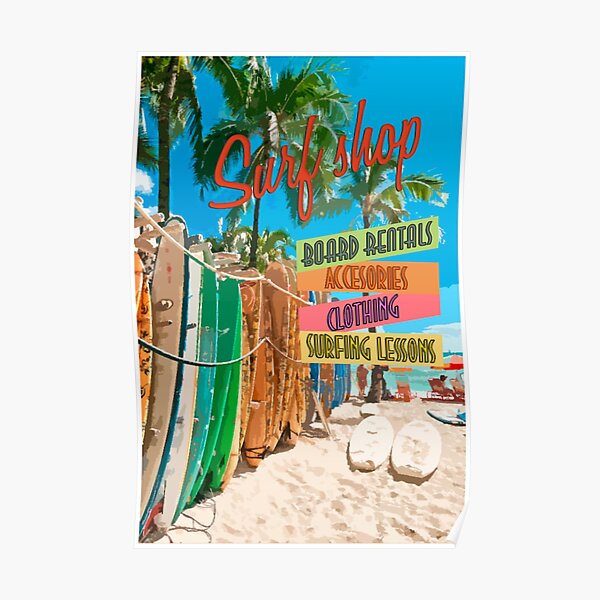 "Vintage Surf store poster - bright" Poster for Sale by Firandi | Redbubble