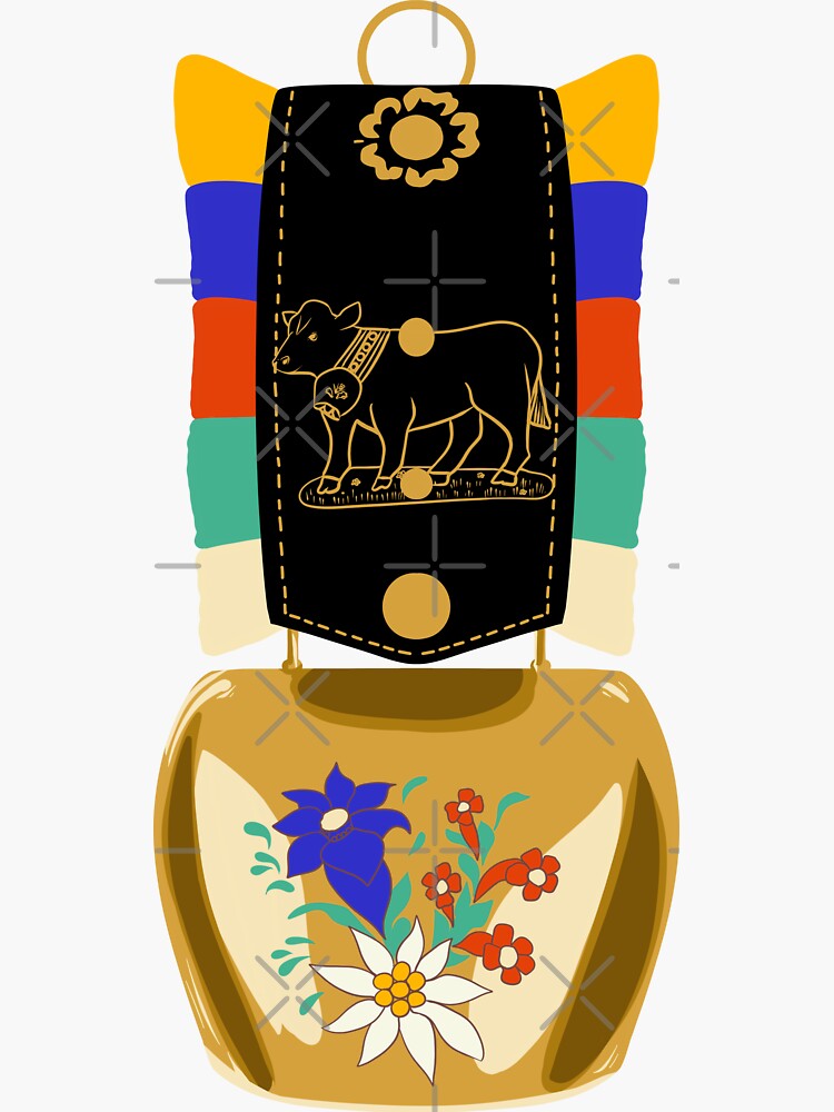 "Swiss cowbell " Sticker for Sale by MimieTrouvetou | Redbubble