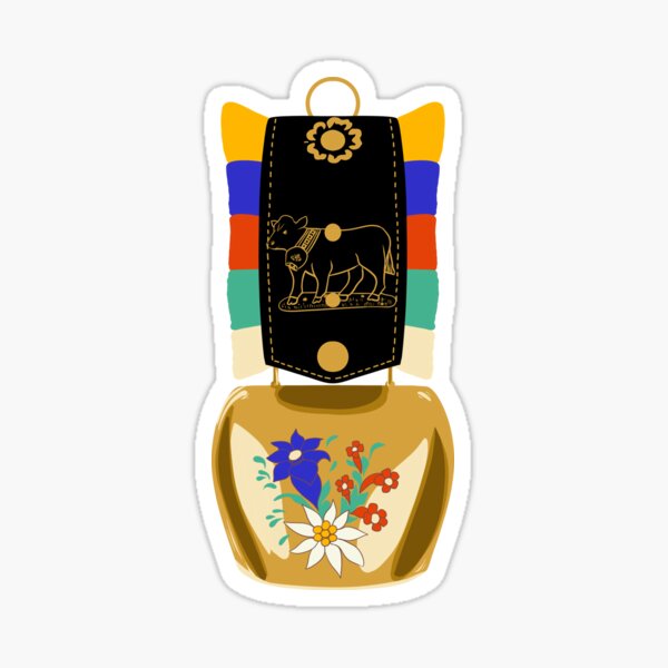 "Swiss cowbell " Sticker for Sale by MimieTrouvetou | Redbubble