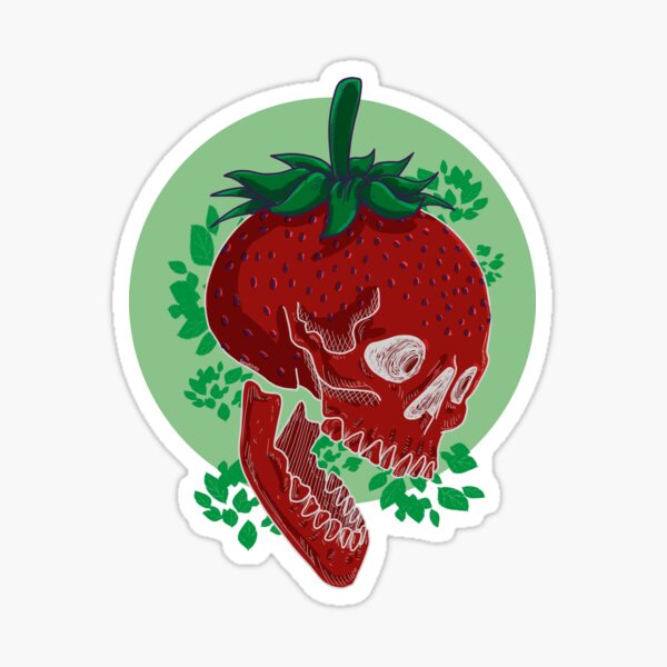 "Strawberry Skull" Sticker for Sale by CalaveraIlustra | Redbubble