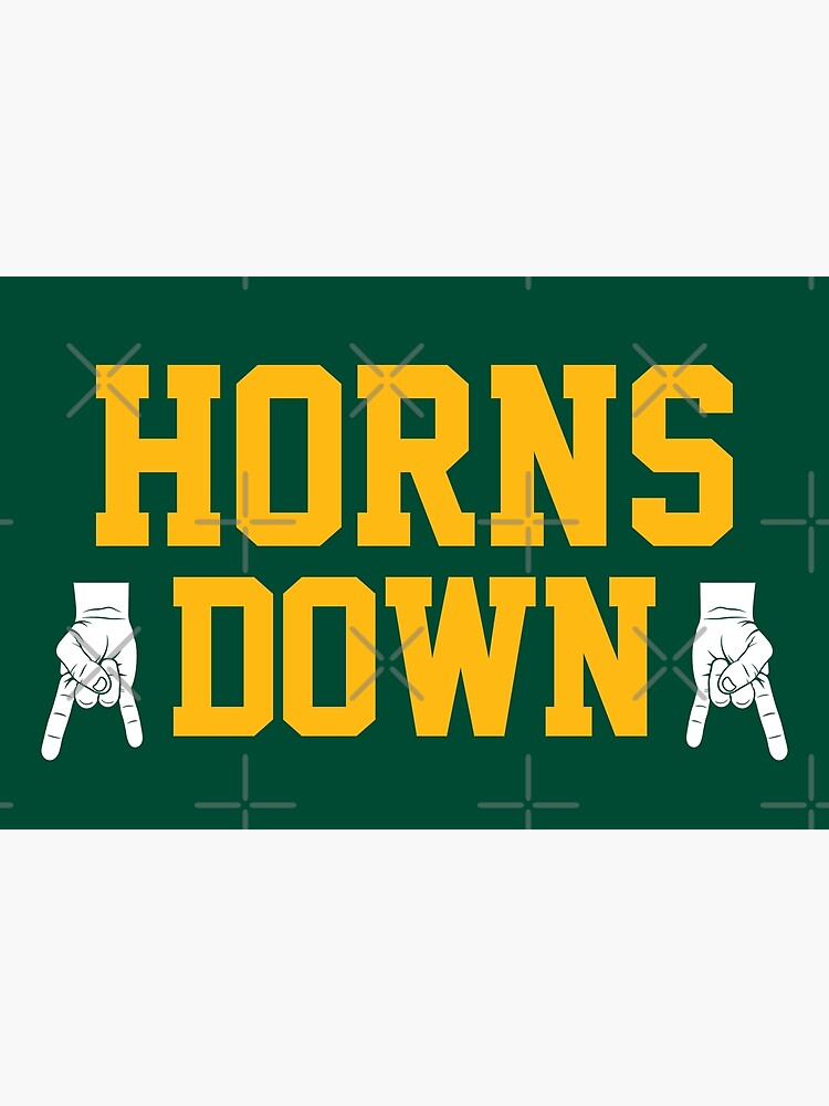 "Horns Down - Green/Gold/White" Poster by SaturdayAC | Redbubble