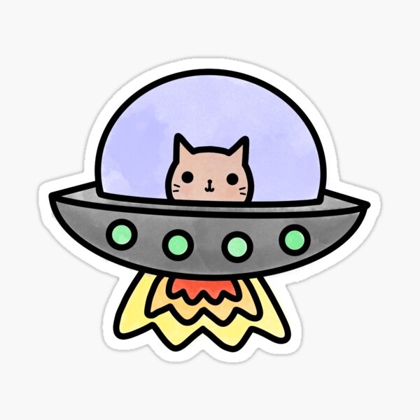 "watercolor ufo cat" Sticker for Sale by swagnstickers | Redbubble