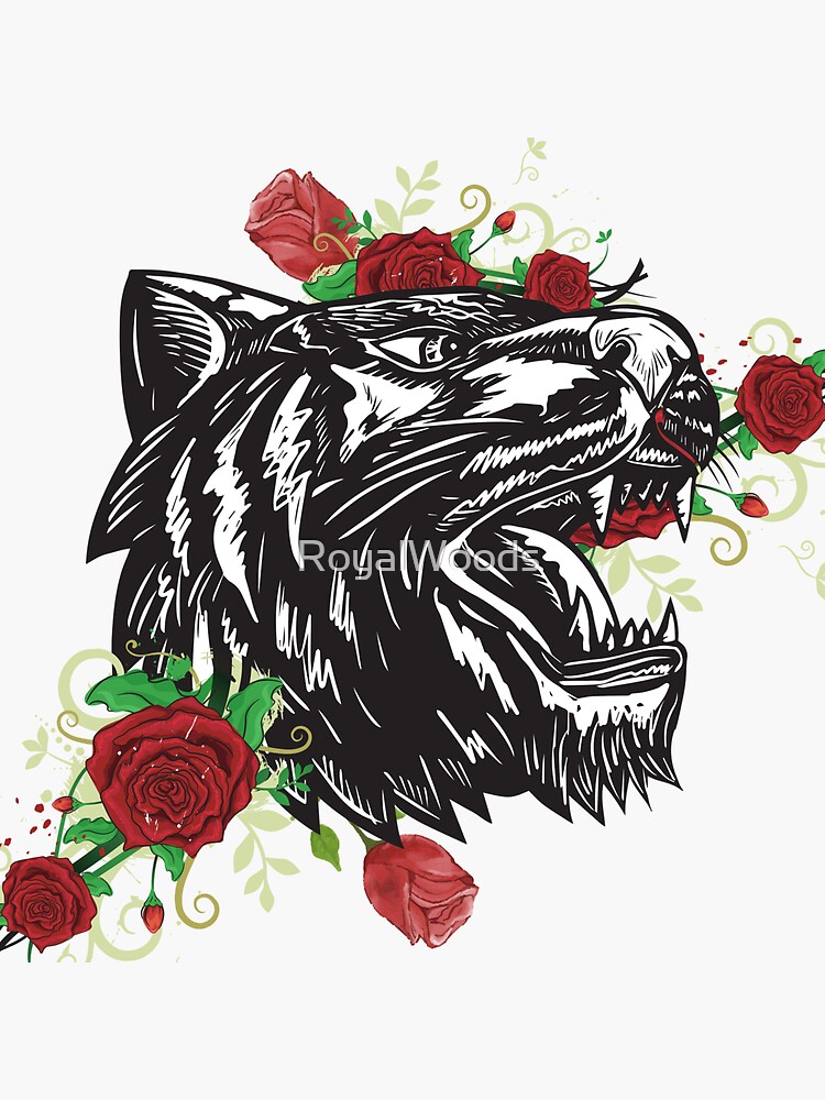 "Rose Tiger" Sticker by RoyalWoods | Redbubble