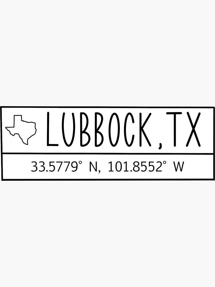 "Lubbock Texas Coordinates Emblem" Sticker for Sale by Outtahere23 ...