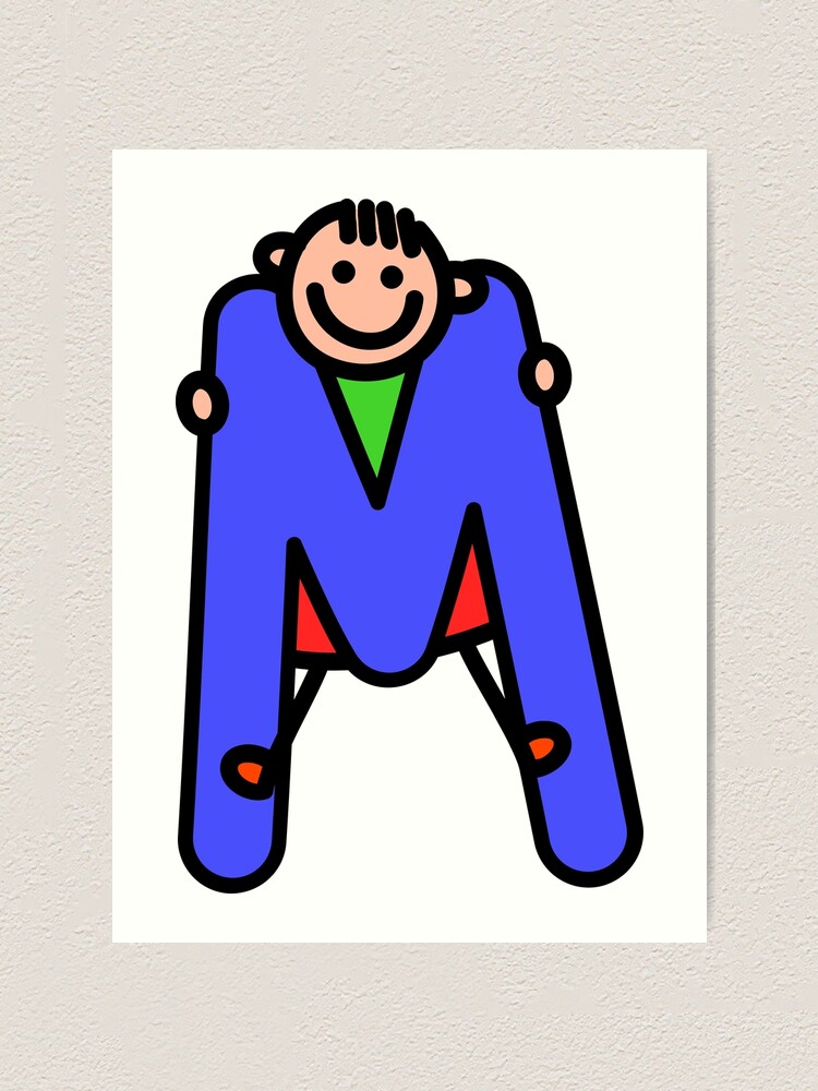 "Letter M for Boys alphabet Kids Colorful Cartoon Character" Art Print ...